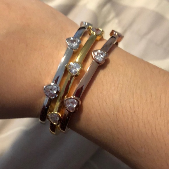 Jewelry | Tri Color Heart Bangles | Poshmark